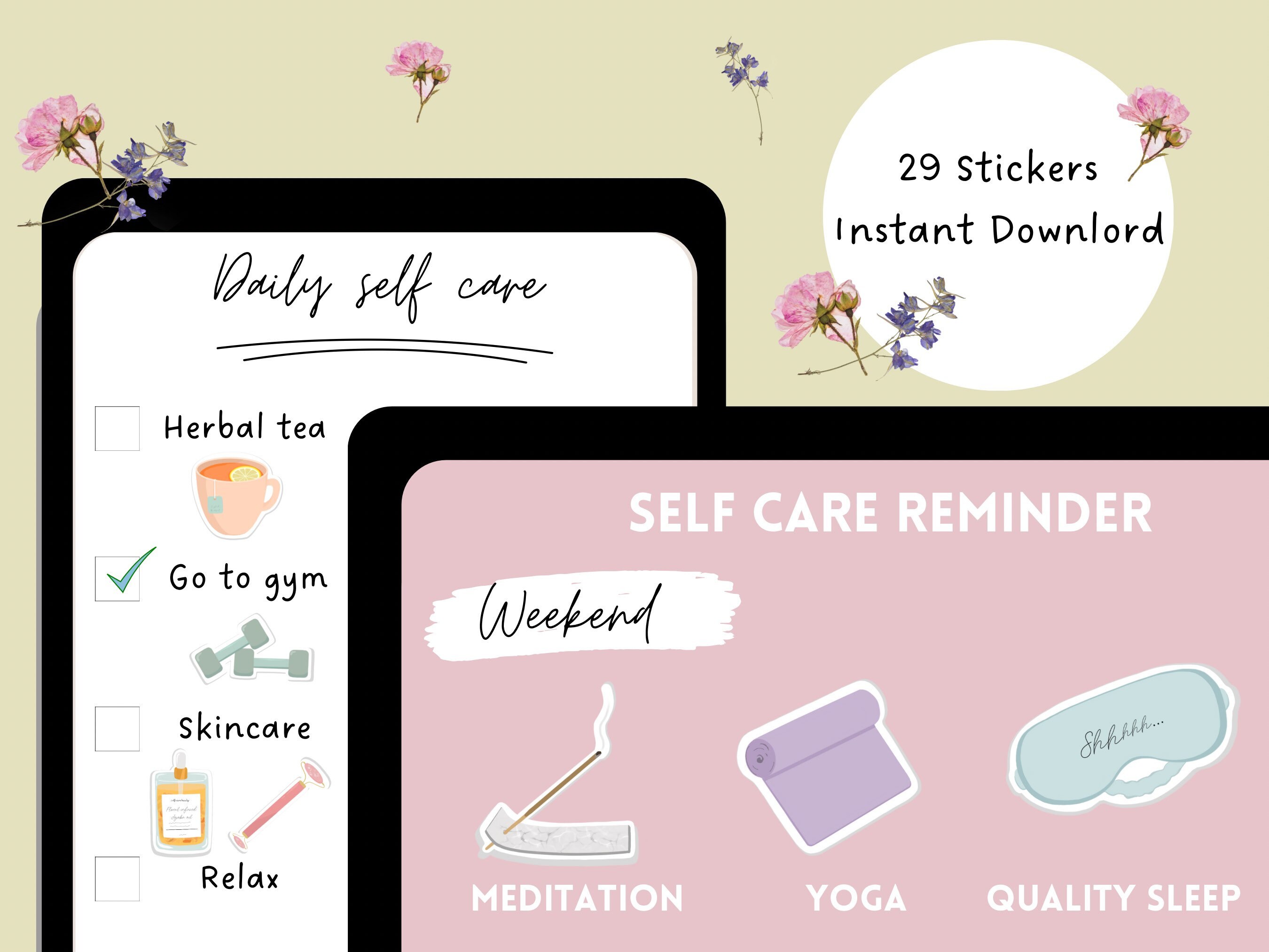 Digital Stickers Self Care Goodnotes Pre-cropped Stickers Digital ...