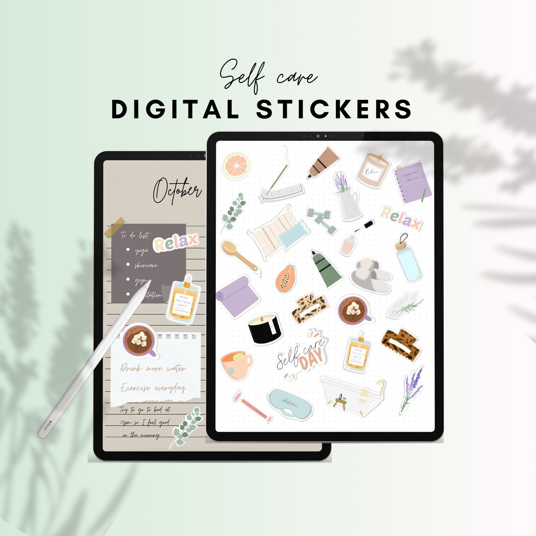 Digital Stickers Self Care | Goodnotes Pre-cropped Stickers | Digital ...