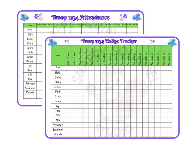 Girl Scout Troop Attendance and Badge Tracker Sheet - Etsy