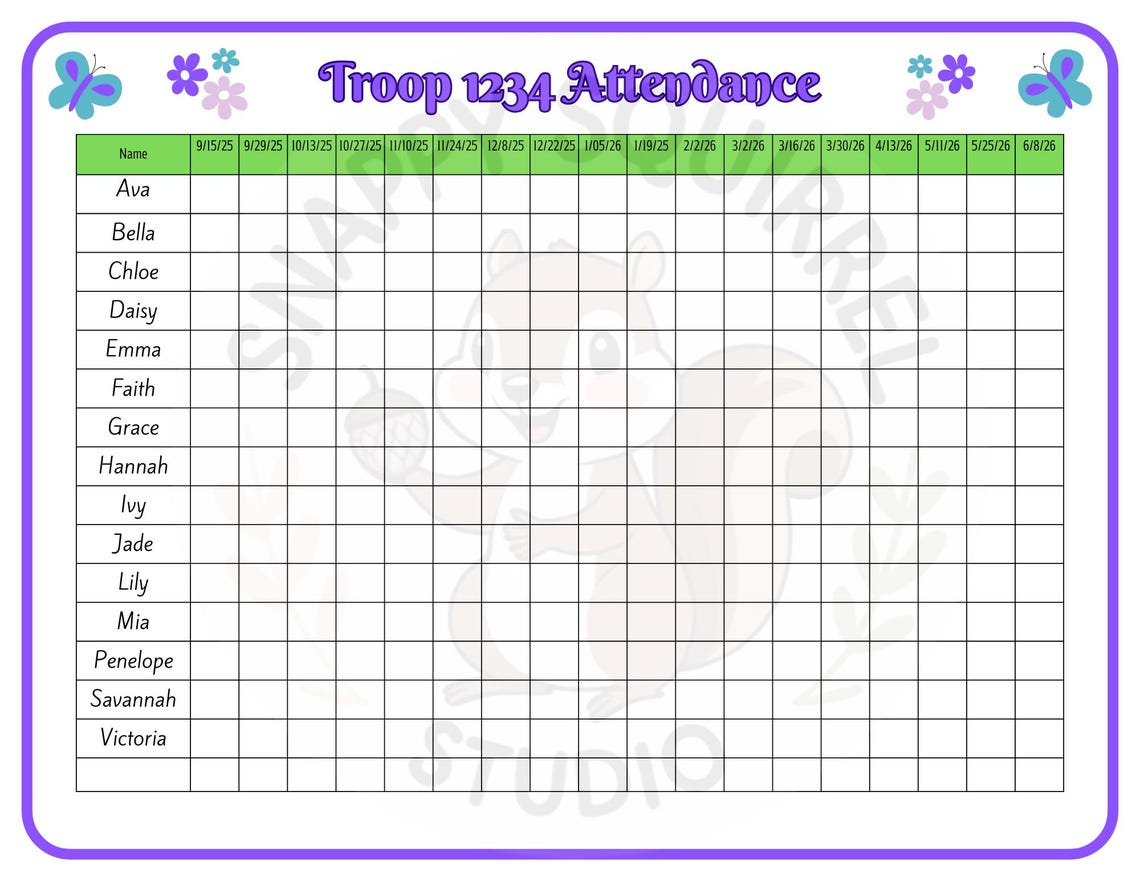 Girl Scout Troop Attendance and Badge Tracker Sheet - Etsy