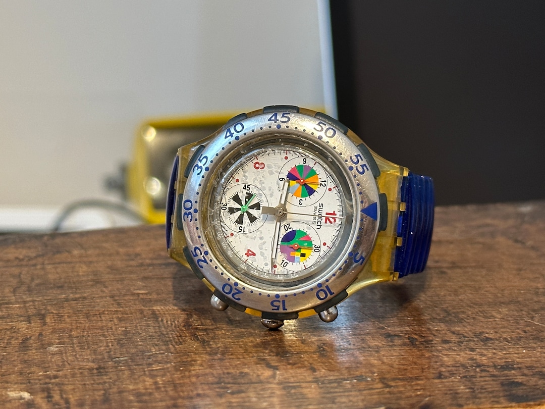 Swatch Aqua Chronograph Vintage Diver Watch SBK102 Men’s Sport ...