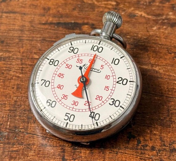 Vintage Minerva Pocket Stopwatch | Mechanical Self-Wi… - Gem