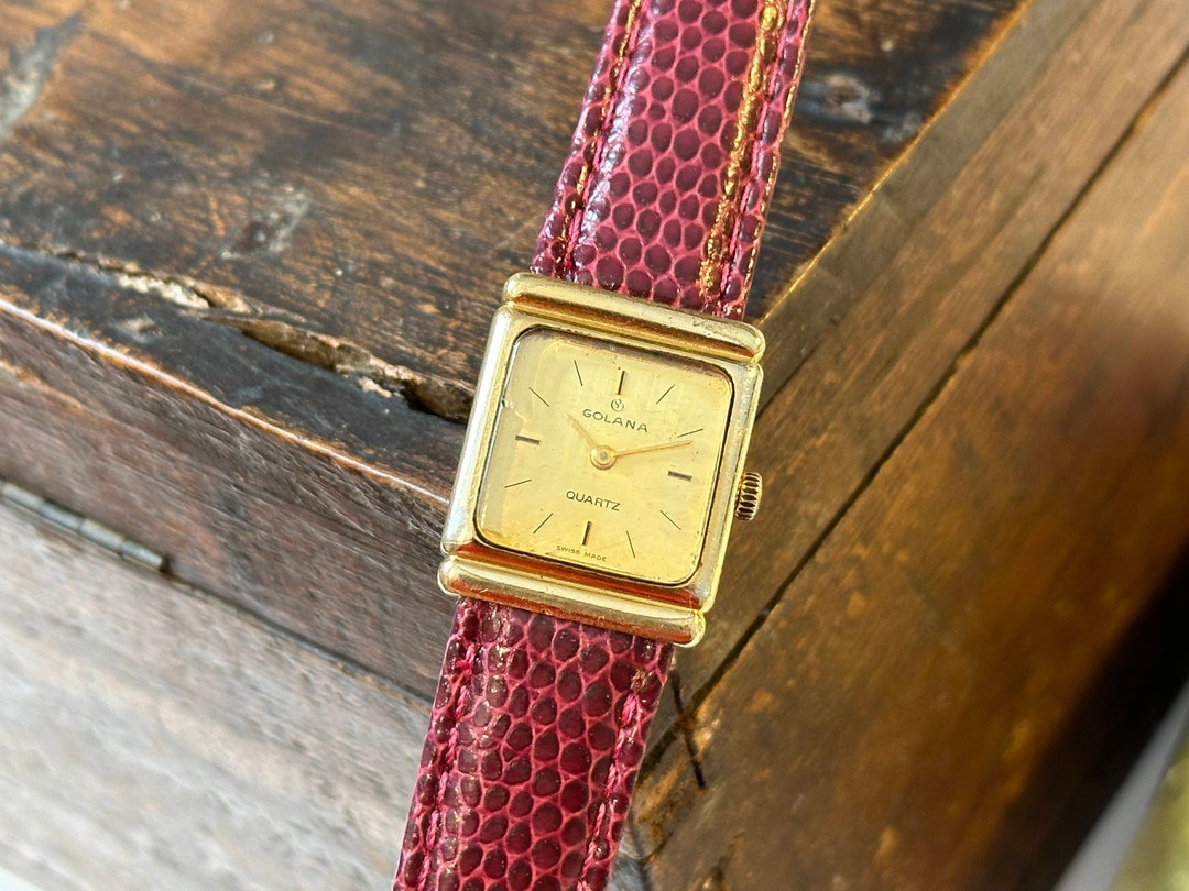 Golana Vintage Tank Ladt Woman Quartz Watch Gold Plated Superb Swiss ...