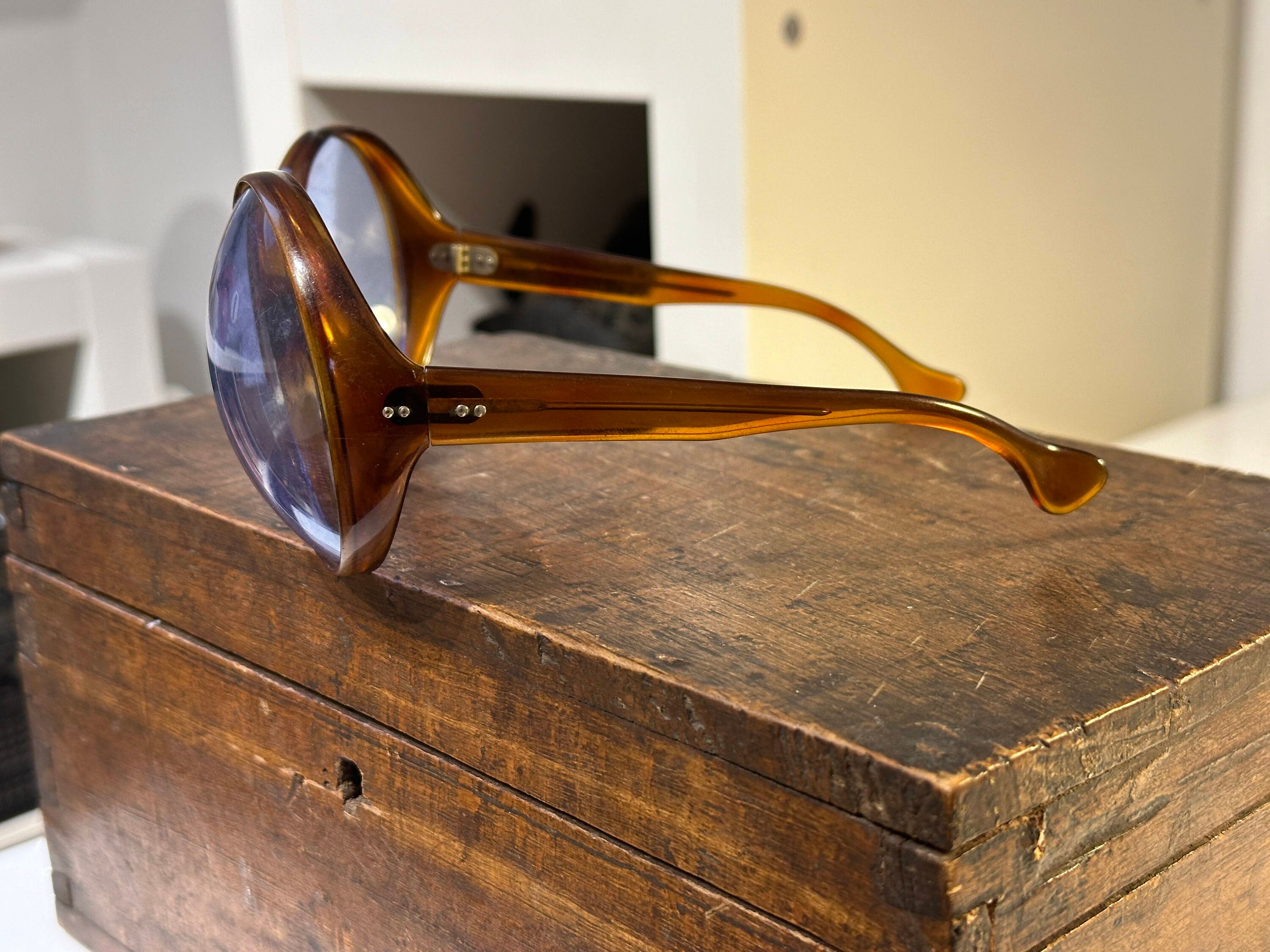 Rare Hippie Brown Circle Frames Sunglasses Purple Lens Blue Tint Astro ...