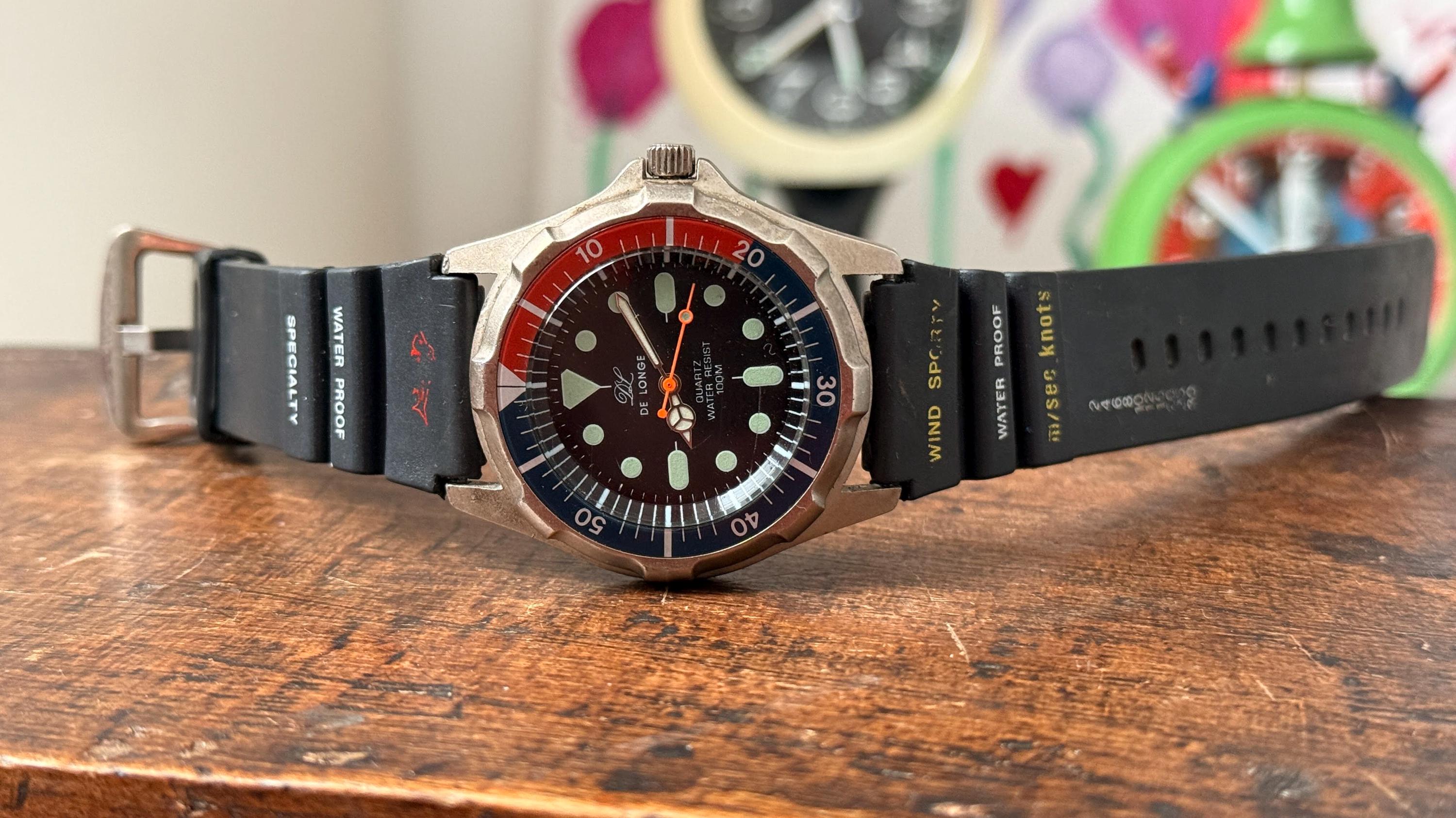 Vintage Delonge Pepsi Dial Diver Watch Quartz Movement Superb Condition ...