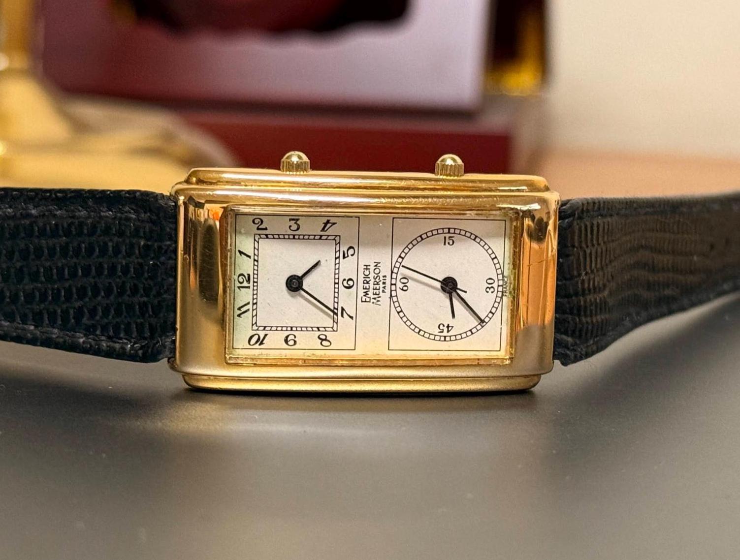 Vintage Emerich Meerson Dual Time Square Quartz Ladies Watch Men Unisex ...