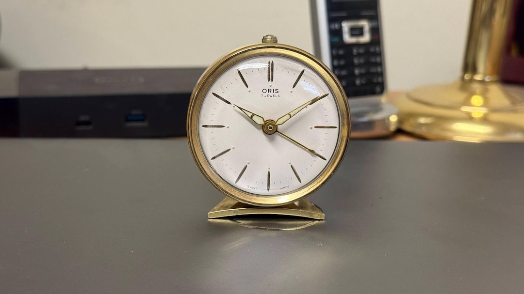Vintage Oris Swiss Made Alarm Clock | Retro 1970s Space Age Glass Face ...
