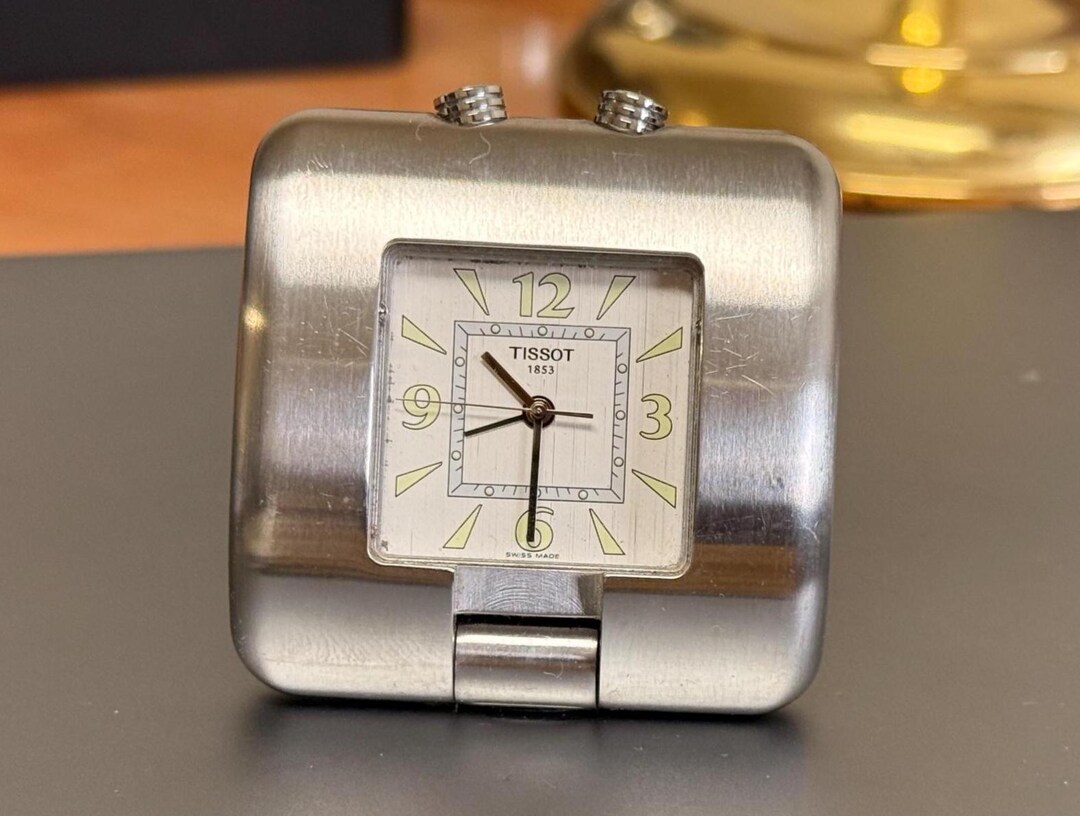 Tissot Vintage Quartz Alarm Table Clock Rare ETA Movement Collectible ...