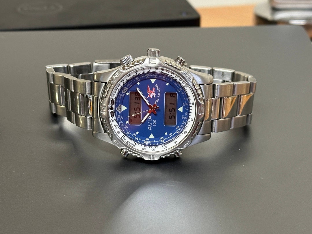 Rare Avia RAF Falcons Watch Blue Dial Military Watch Analog Digital ...