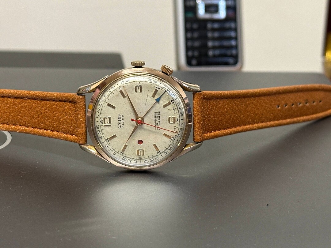 Cauny Prima Alarm Pointer Ancre Antimagnetic Gold Plated Oversize 38mm ...