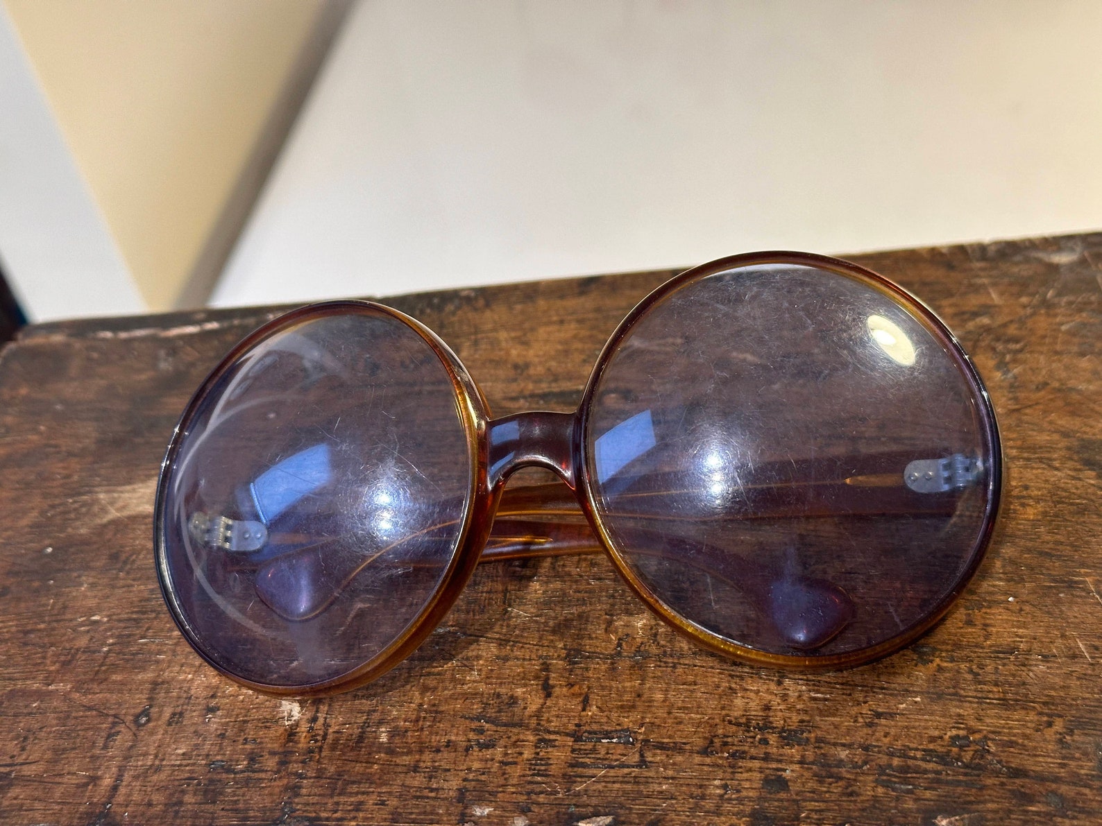 Rare Hippie Brown Circle Frames Sunglasses Purple Lens Blue Tint Astro ...