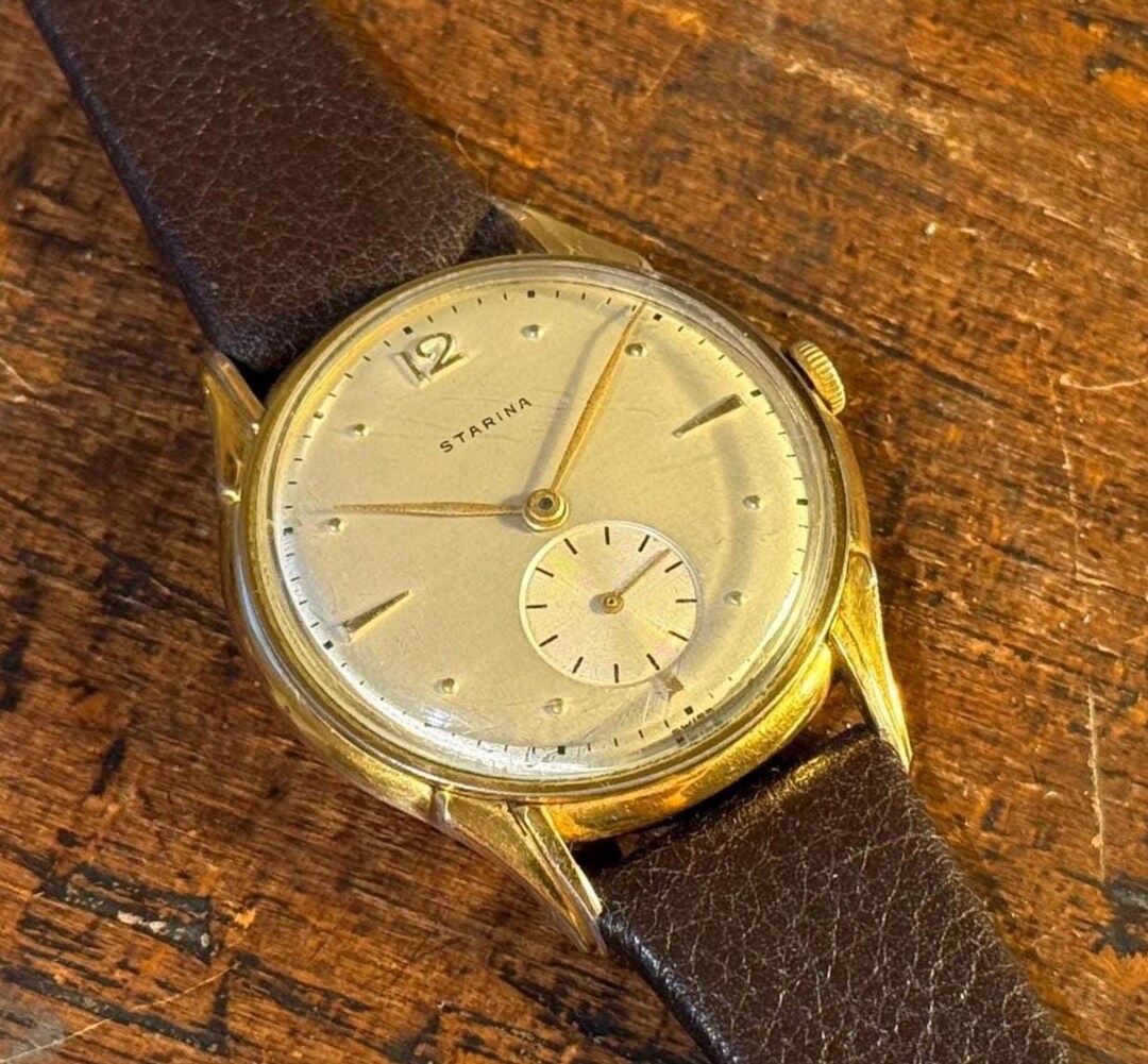 Vintage Starina Mechanical Watch Gold Plated Jumbo Calatrava Design ...