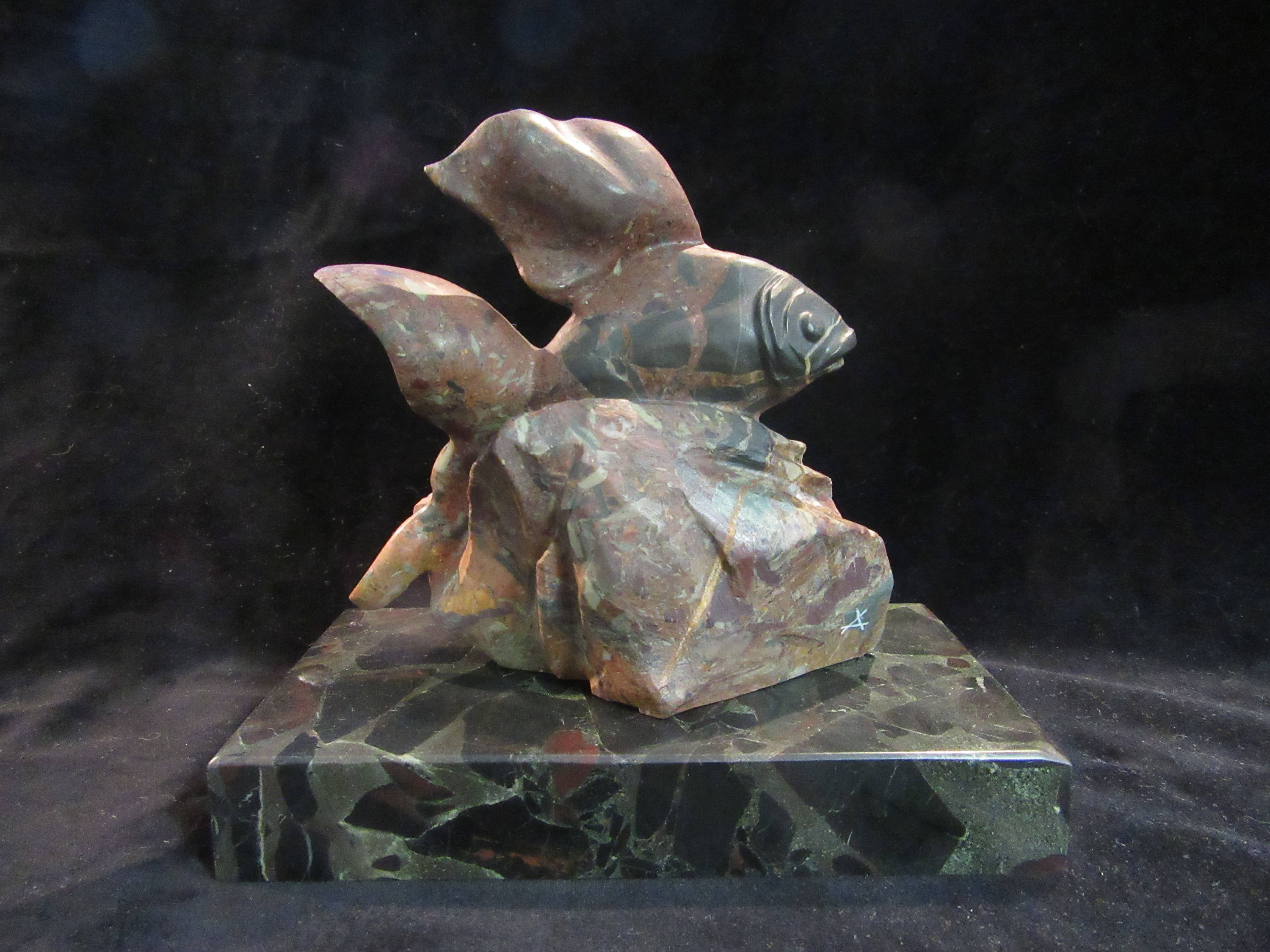 Hidden in the Shoals - Natural Expressive Stone Fish Sculpture - Hand ...