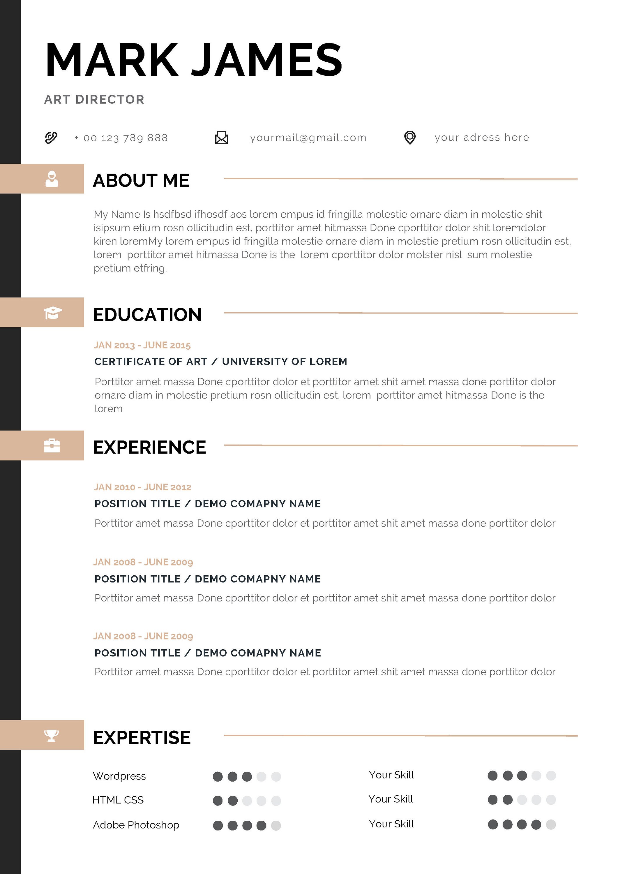 Powerpoint Resume Modern Resume Template One Page Resume | Etsy