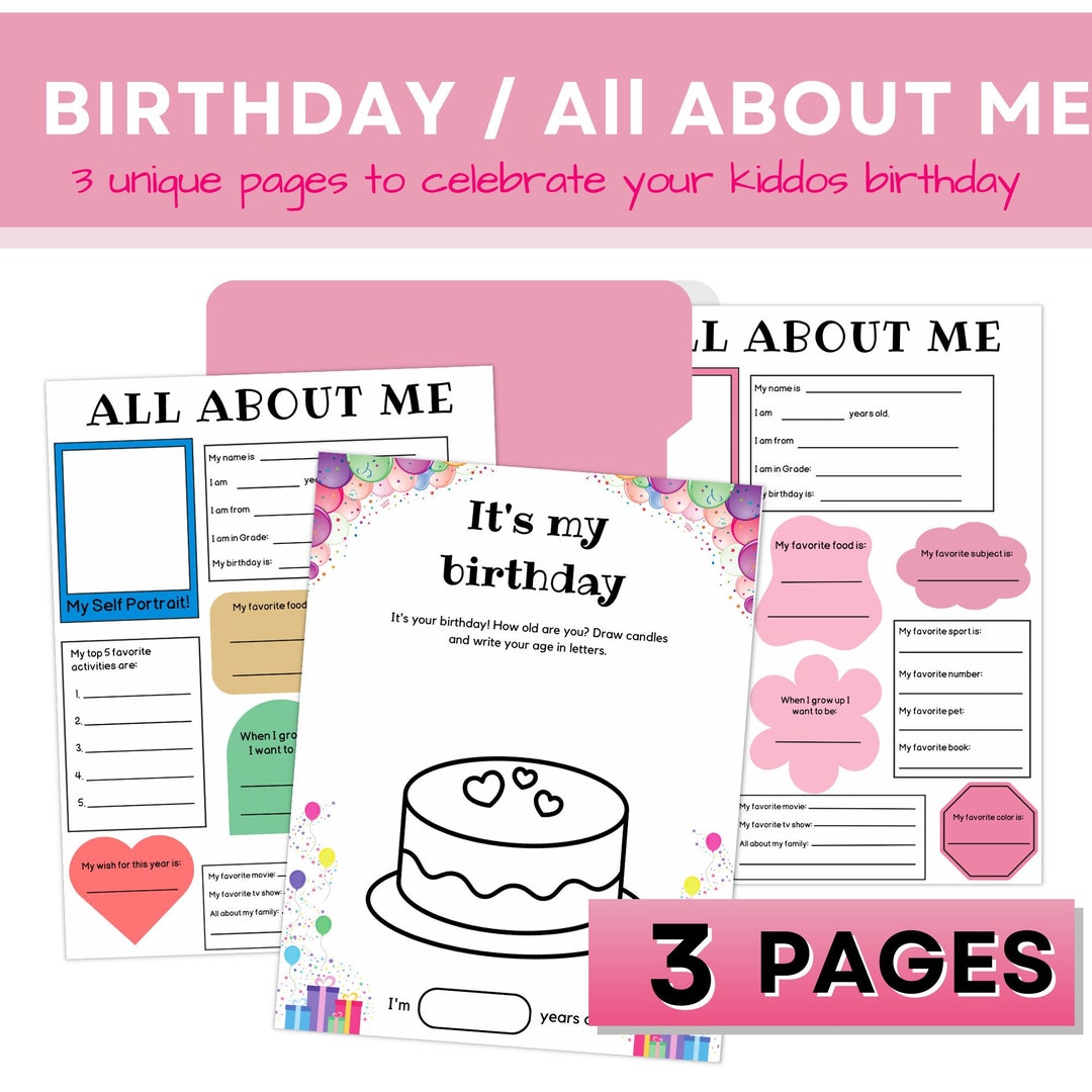 All About Me, Printable Homeschool Pages About Me With Birthday ...