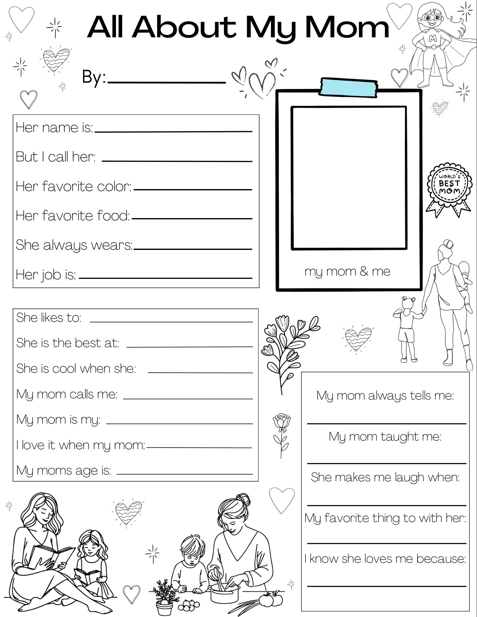 Printable All About Mom and Dad Worksheets, Activity Worksheet, Mothers ...