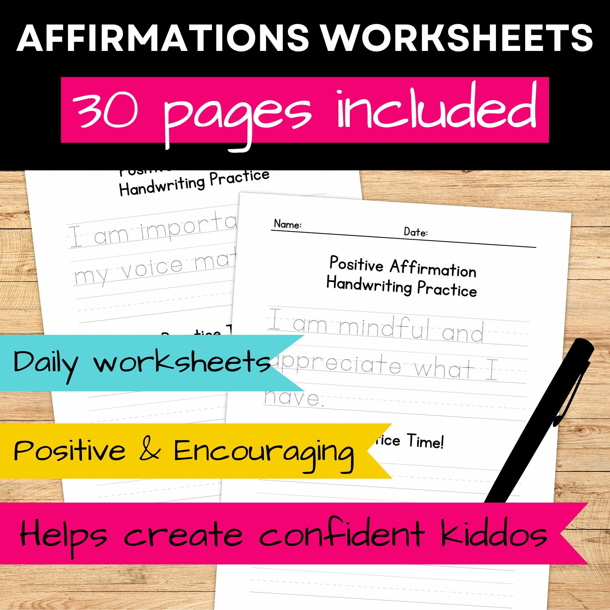 30 Positive Affirmation Worksheets for Kids, Empowering Exercises ...
