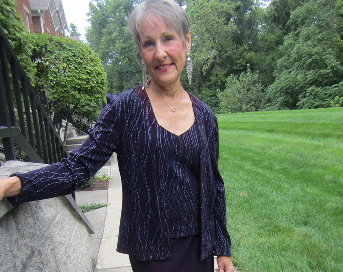Plum Evening Dress, Mother of Bride, Groom, With Sequin Jacket and ...
