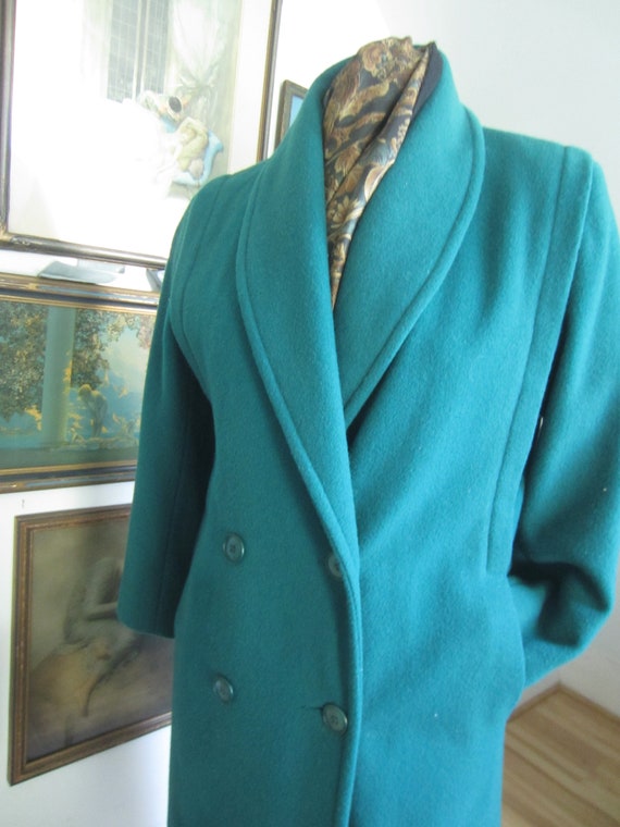 1980's Wool Coat, Gorgeous Teal Color, USA Union Made… - Gem