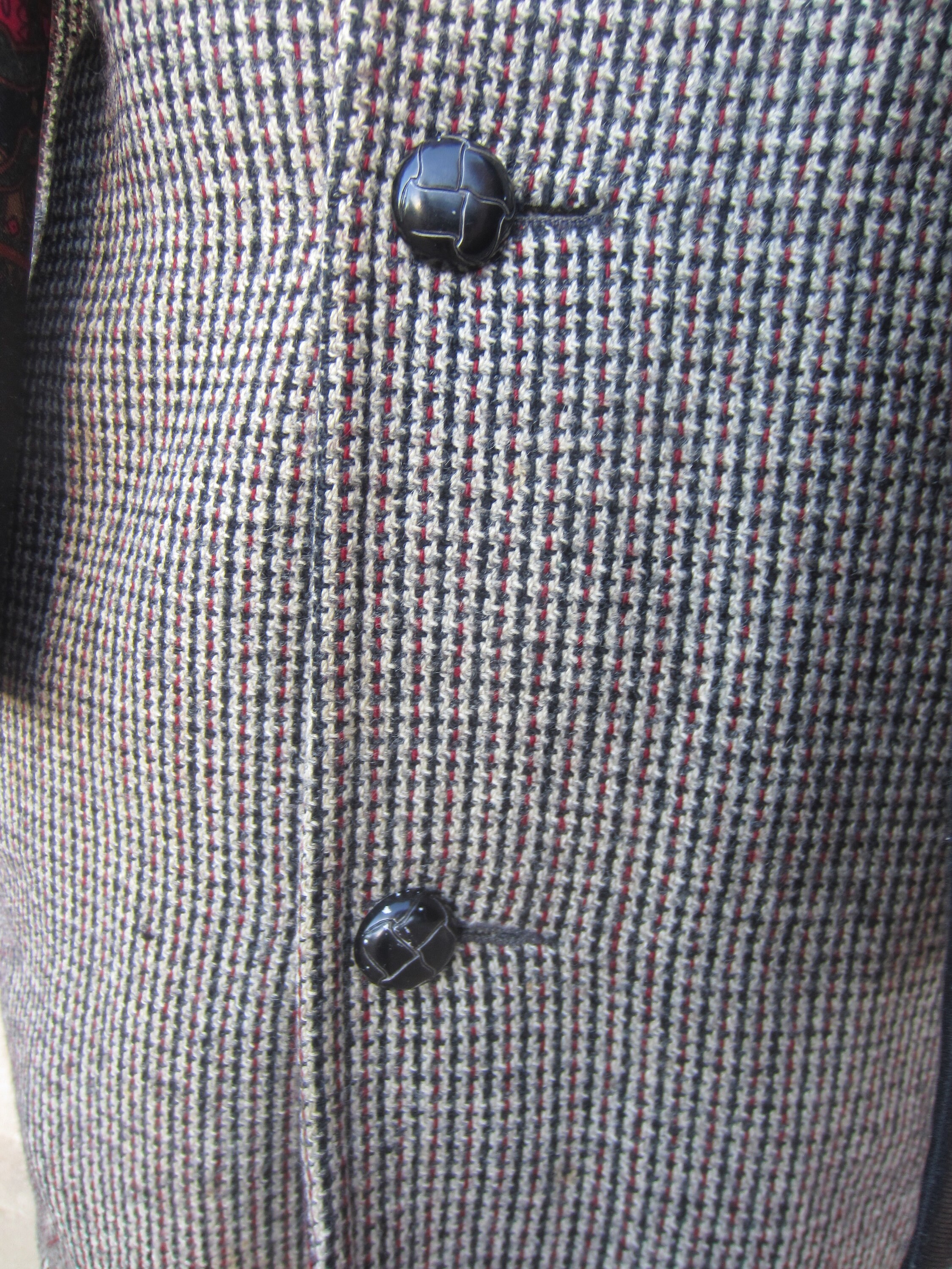 Men's Tweed Coat, Vintage 1980's Brown and Black Tweed, Leather Buttons ...