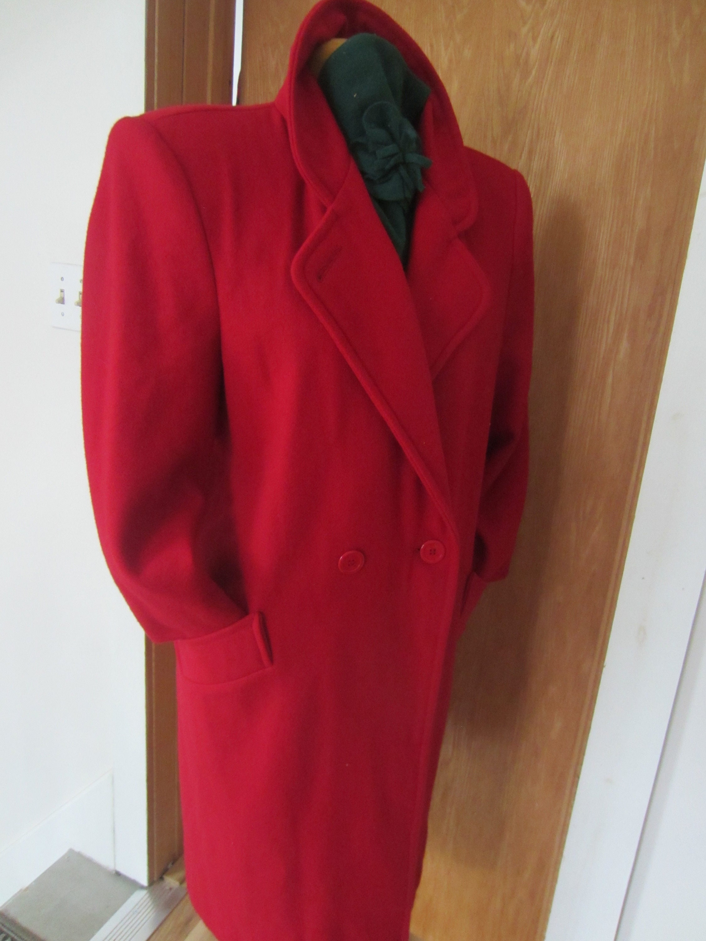 Red Wool Coat 100% Wool 1980's Two Button Classic Winter - Etsy