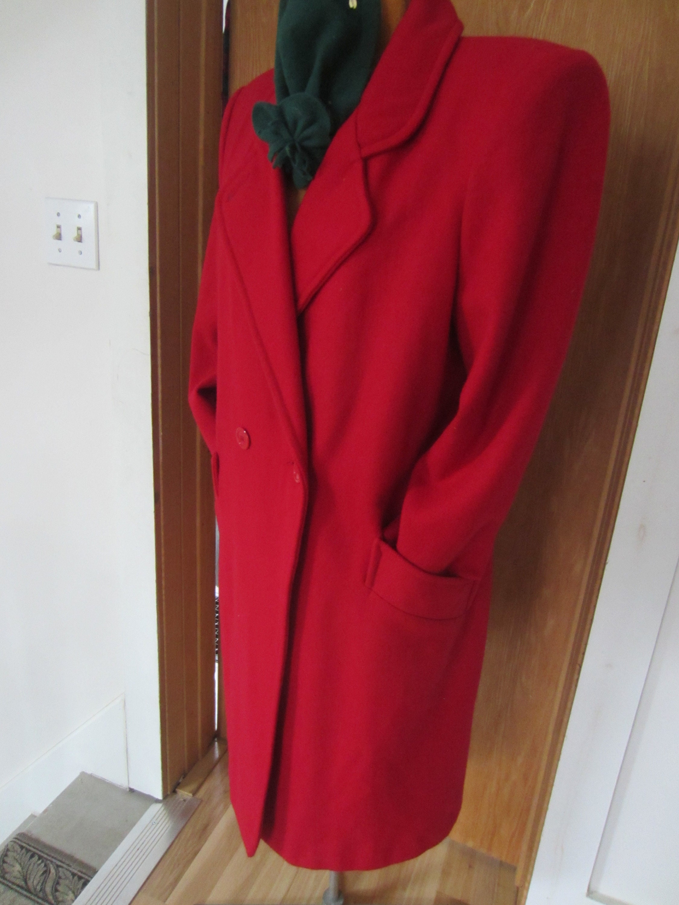 Red Wool Coat 100% Wool 1980's Two Button Classic Winter - Etsy