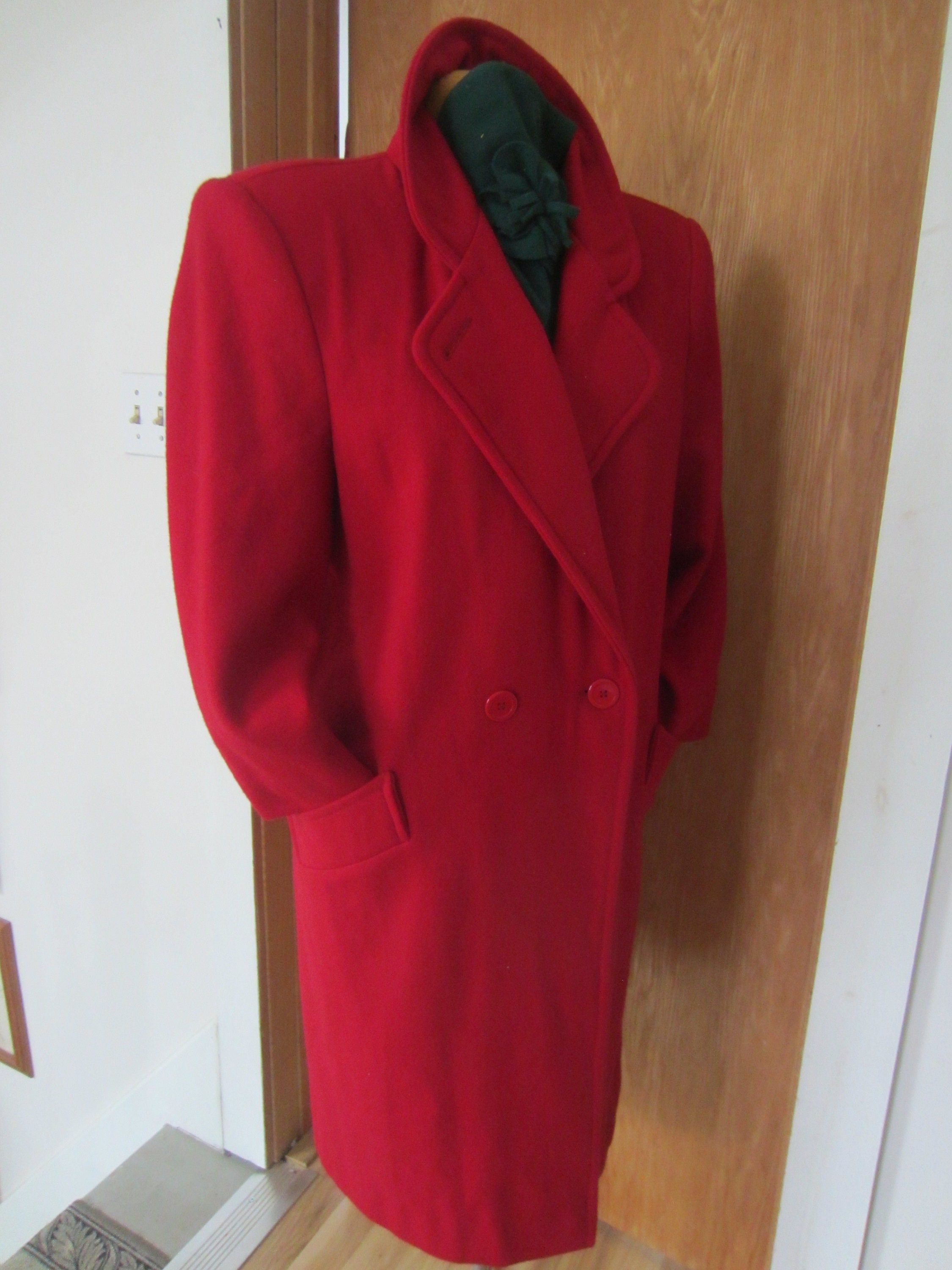 Red Wool Coat 100% Wool 1980's Two Button Classic Winter - Etsy