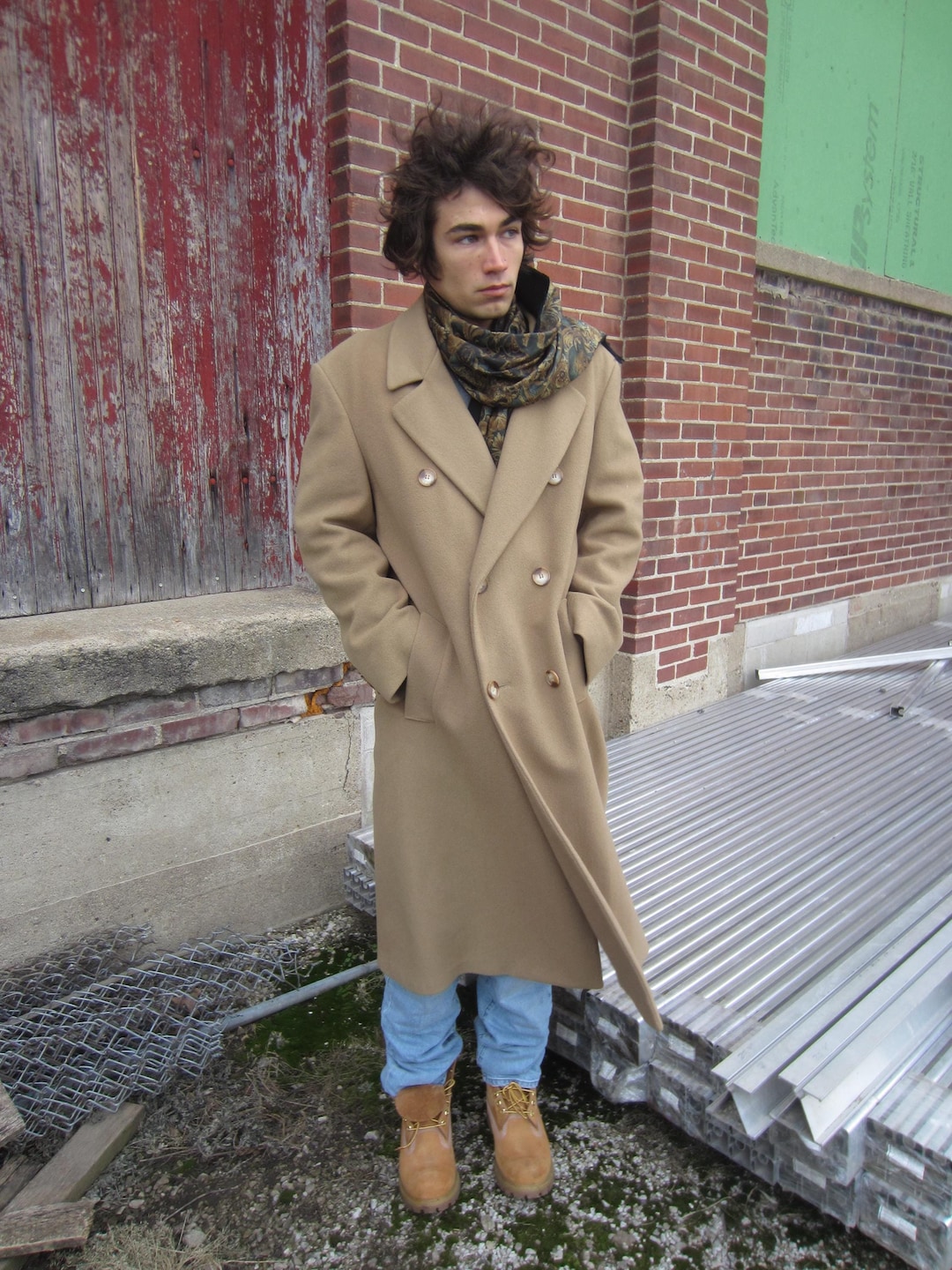 Men's Wool Overcoat, 100% Wool Double Breasted Camel Color, USA Made ...