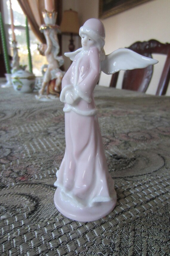 Porcelain Angel Figurine in Pale Pink Victorian Garb/ 5 and A - Etsy