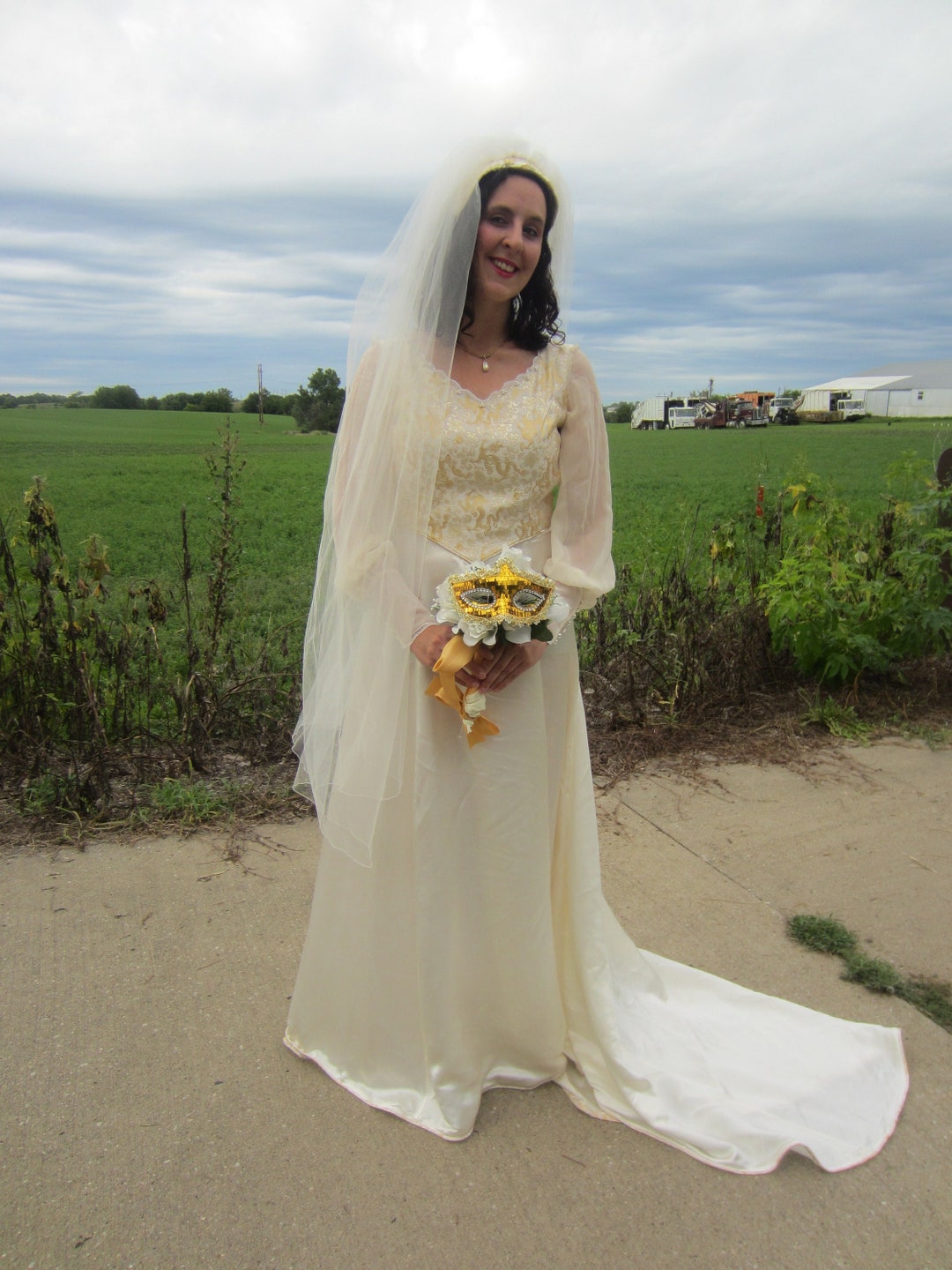 1960's Wedding Dress, Prarie and Juliet Style, Silk Chiffon Poet ...