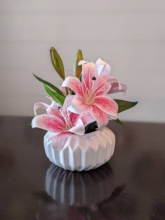 Modern Real Touch Lily Arrangement Spring Lilies Floral | Etsy