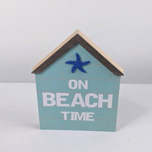 Beach Themed Tiered Tray Decor Nautical Coastal Wooden Beads Beach Wood ...