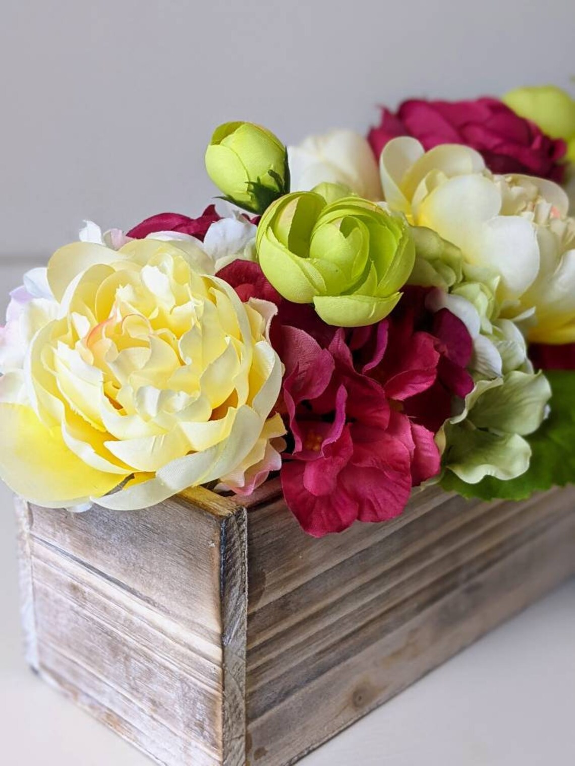 Distressed Wood Flower Box W/ Bright Spring Flowers Floral - Etsy