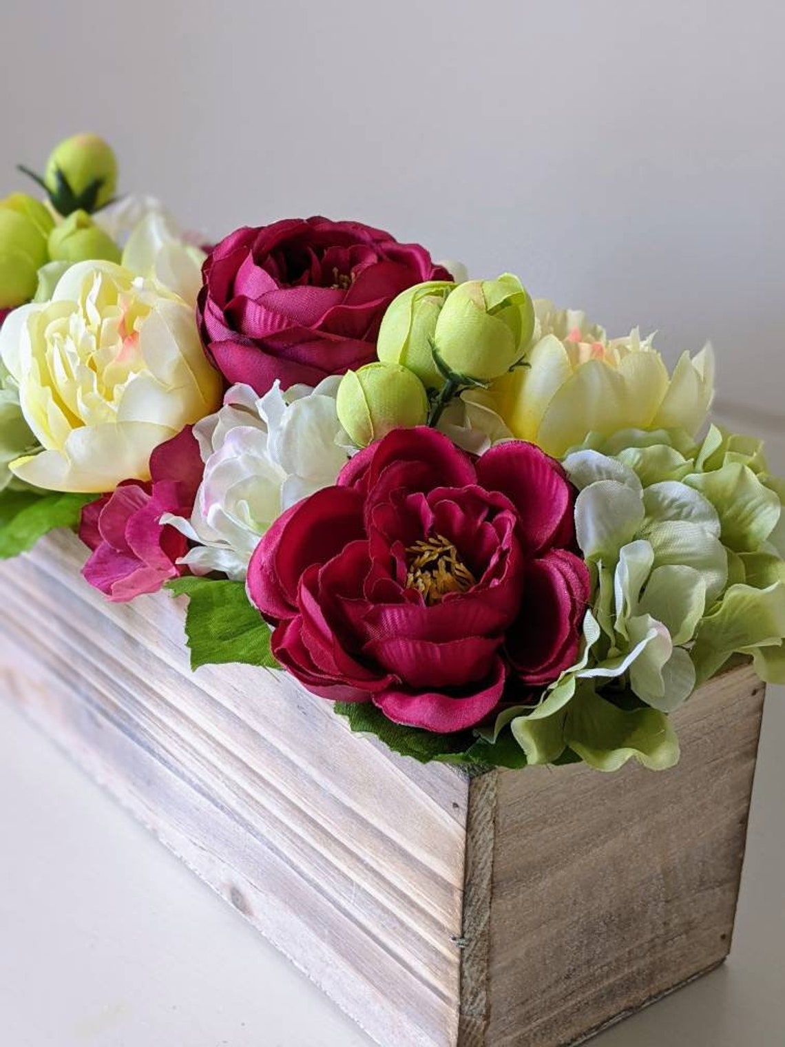 Distressed Wood Flower Box W/ Bright Spring Flowers Floral - Etsy