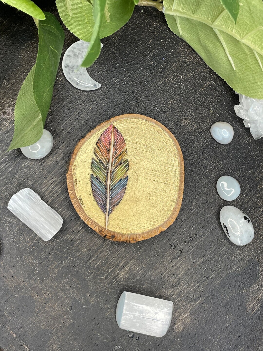 Rainbow Feather Magnet With Gold Background - Etsy