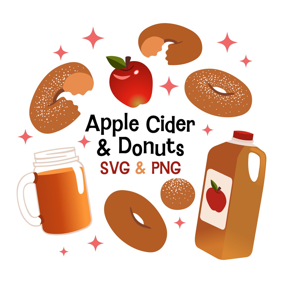 Apple Cider and Donuts Art Set - Clip Art Instant Download - Cute ...