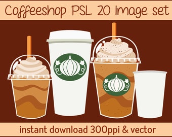 Pumpkin Spice Latte Clip Art Set - Instant Download - Cute Cartoon ...