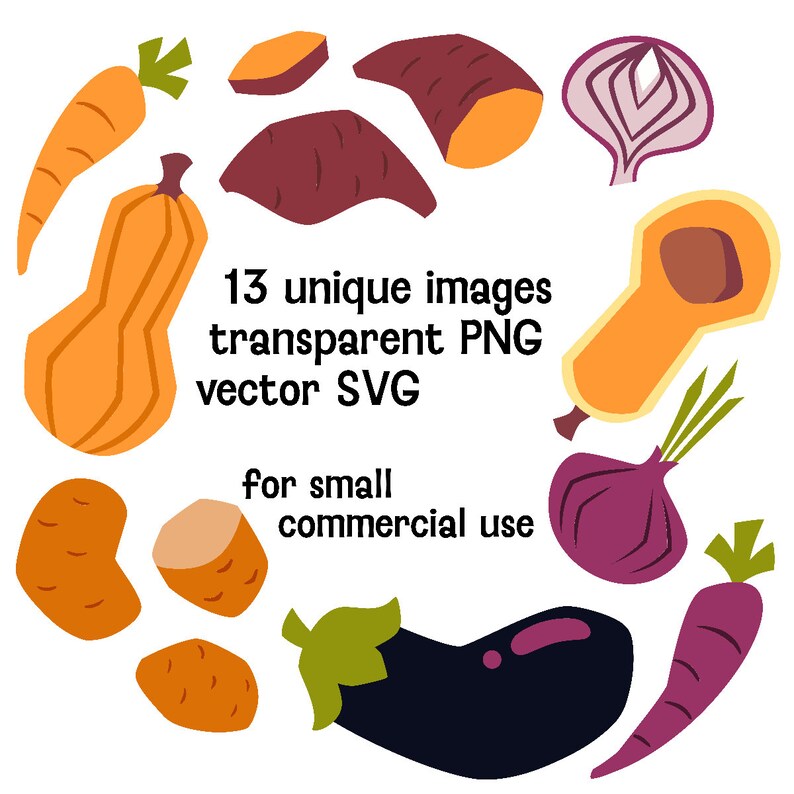 Fall Veggies Clip Art Set Instant Download Cute Vegetable Graphics for ...