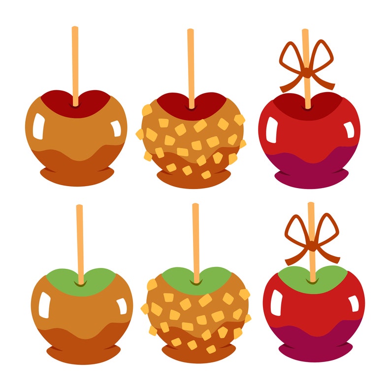Caramel Apples and Candy Apples Art Set - Clip Art Instant Download ...