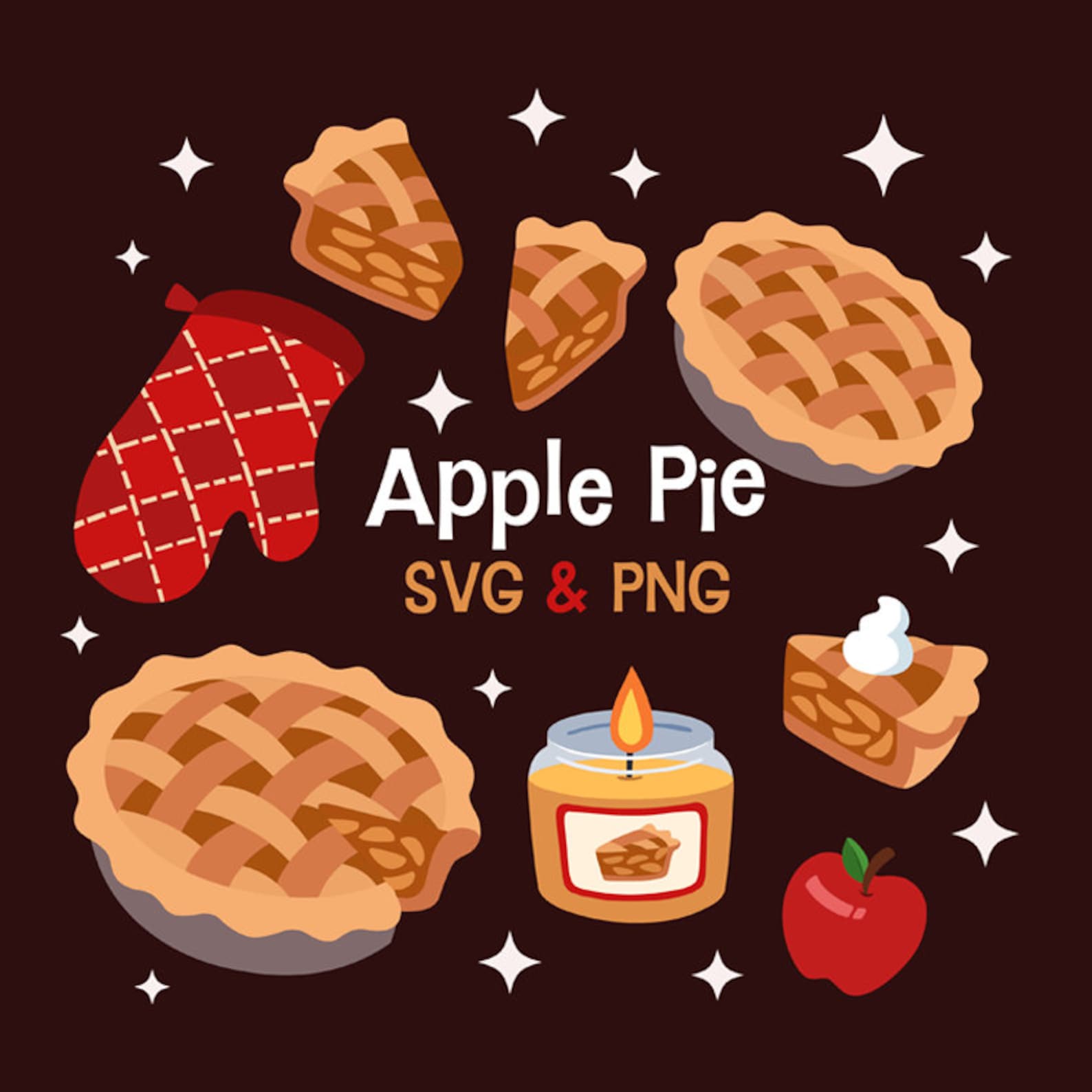 Apple Pie Clip Art Set - Instant Download - Cute Cartoon Graphics for ...