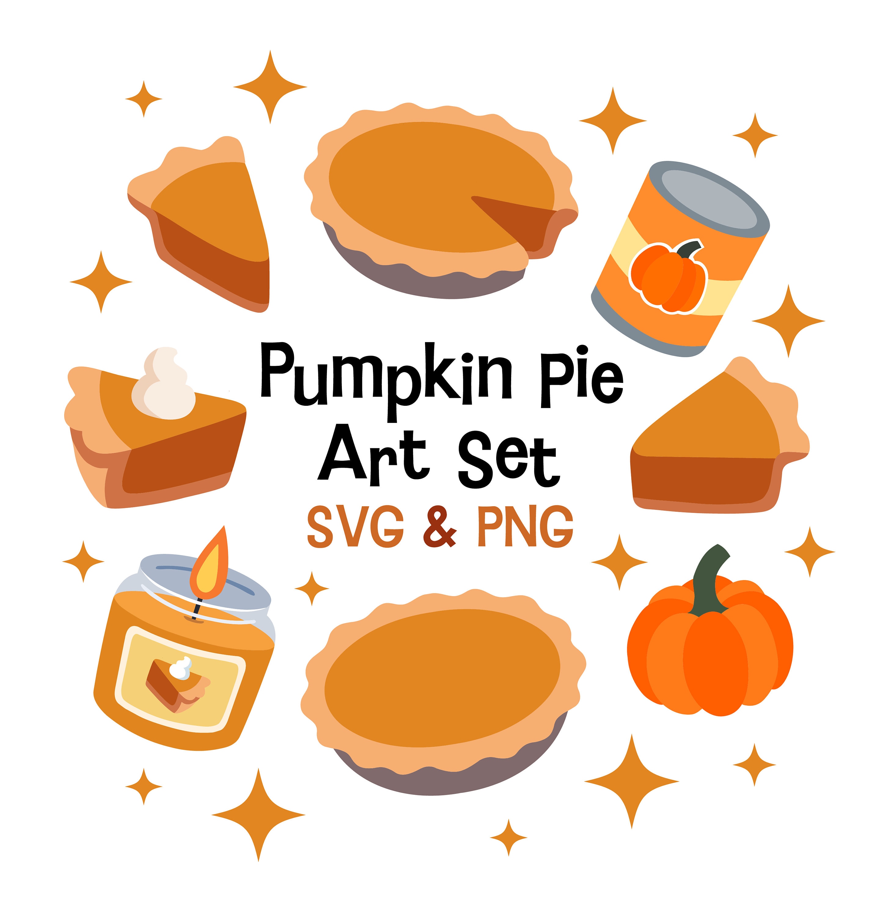 Pumpkin Pie Clip Art Set - Instant Download - Cute Cartoon Graphics for ...