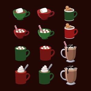 Hot Cocoa Hot Chocolate 12 Image Art Set - Clip Art Instant Download ...
