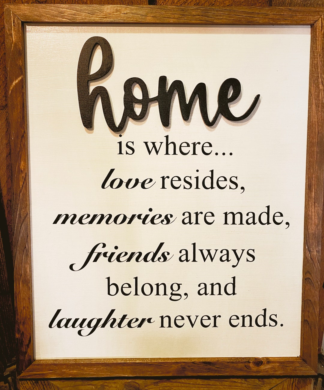 Home is Where Wooden Sign, 20 X 24 Wooden Framed Sign, Love Memories ...