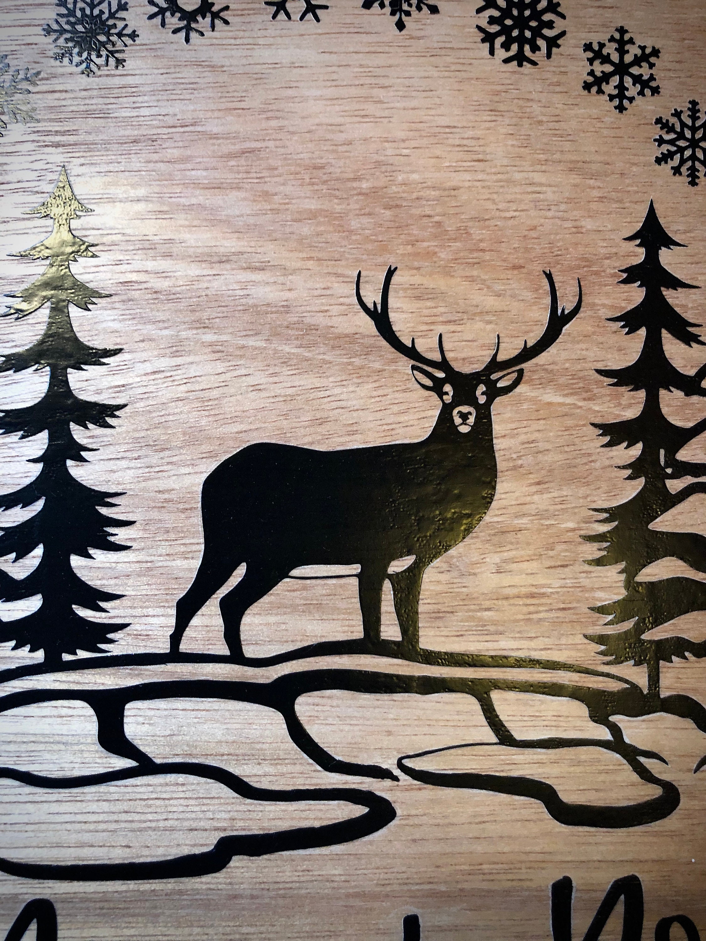 Deer Sign, Merry Christmas Sign, Round Christmas Sign, Custom Christmas ...
