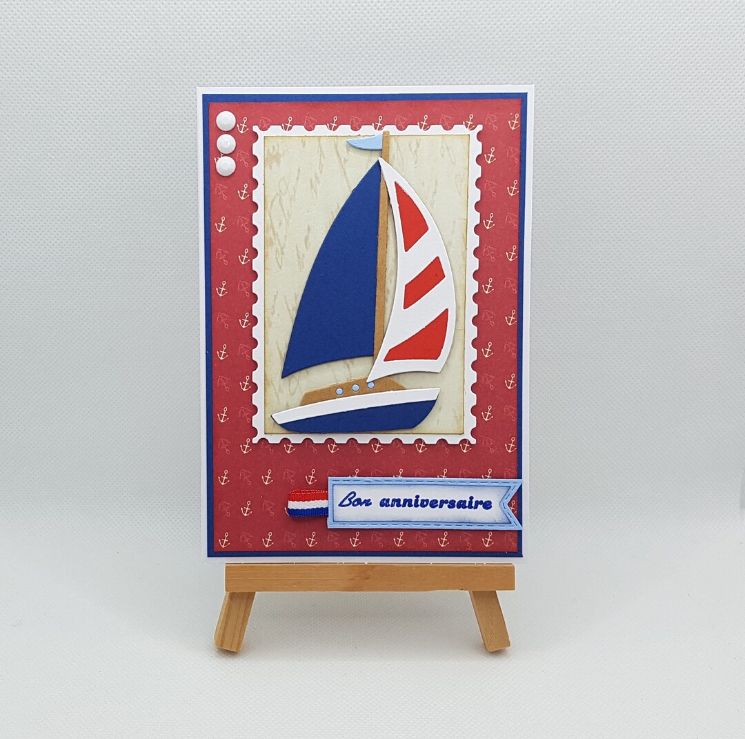 Sailboat Birthday Card, Handmade Sailboat Card, Boat Birthday Card ...