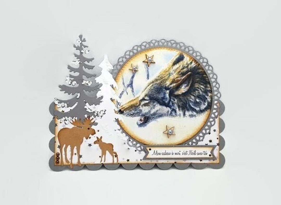 Handmade Wolf Christmas Card, Wolf Christmas Card, Wolf Card, Women's ...