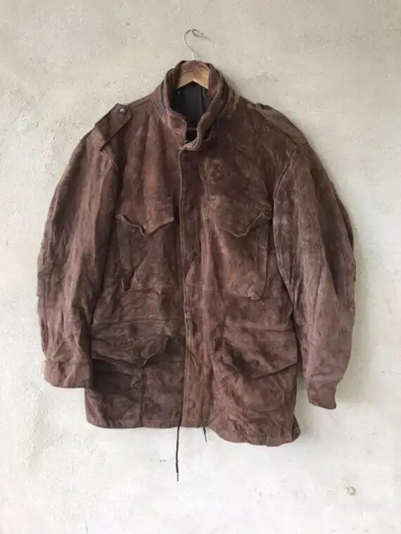 RARE Vintage 70s Military Us Army Leather Jacket Idea… - Gem