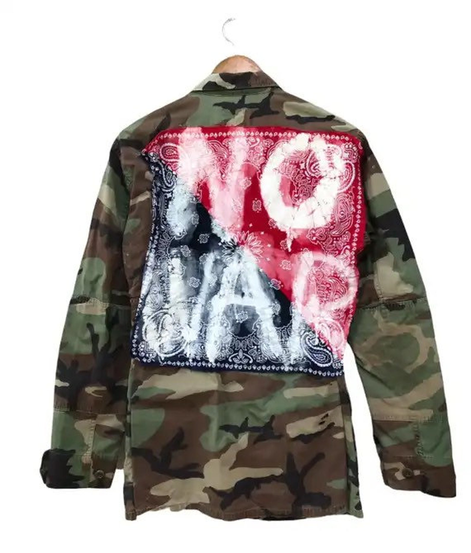 RARE Vintage 90s OG Military Jacket With Slogan No War Bandana - Etsy