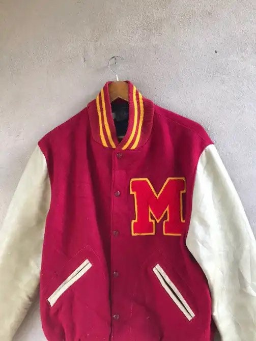 RARE Vintage Nelson Old Varsity Leather Sleeve Made in Usa / Large Size ...