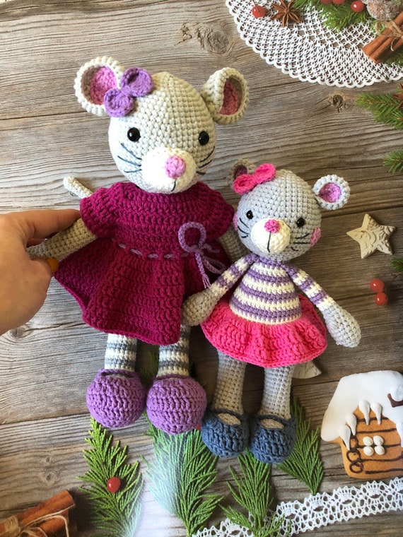 Toys & Games Toys grey mouse crocheted mouse amigurumi toy handmade ...